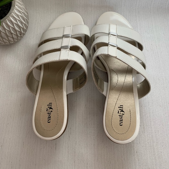 East 5th | Shoes | Nwot East5th Elda White Heeled Sandals Womans 9w ...